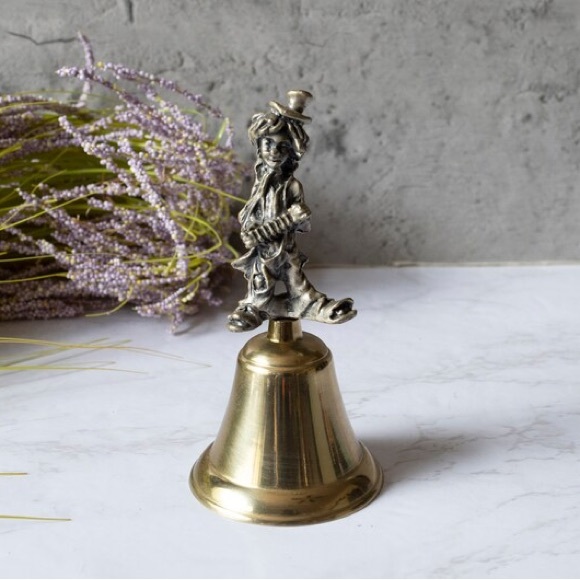 Accents | Vintage Brass Bell With Metalpewter Clown Handle | Poshmark